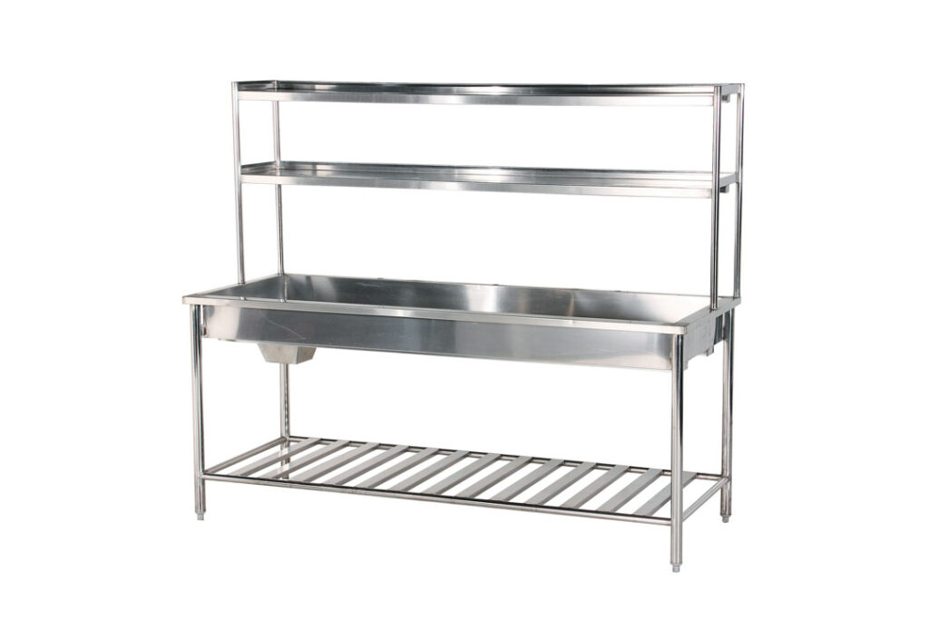 Full-Size-Sink-Table-With-2-Tier-Overshelf - VChoose